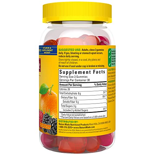 Nature Made Fiber Gummies 5 g per Serving, Fiber Supplement for Digestive Health Support, 90 Gummies, 30 Day Supply