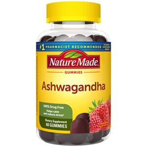 nature made ksm-66 ashwagandha gummies for stress support, 60 gummies, 30 day supply