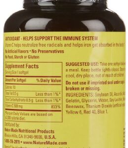 Nature Made Vitamin C 500 mg, Dietary Supplement for Immune Support, 60 Softgels, 60 Day Supply