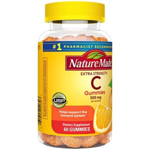 Nature Made Extra Strength Dosage Vitamin C 500 mg per Serving, Dietary Supplement for Immune Support, 60 Gummies, 30 Day Supply