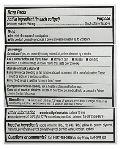 CVS Extra Strength Stool Softener Docusate Sodium Softgels 250 mg, 250 Count