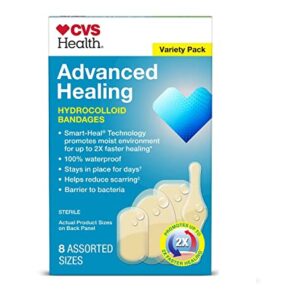 CVS Health Advanced Healing Hydrocolloid Bandages, Variety Pack, 8 Assorted Sizes