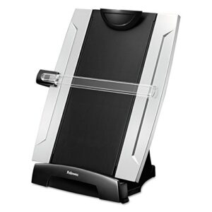 fellowes 8033201 office suites desktop copyholder, plastic, 150 sheet capacity, black/silver