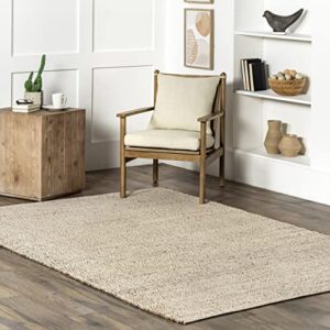 nuloom elfriede farmhouse jute blend area rug, 7′ 6″ x 9′ 6″, natural