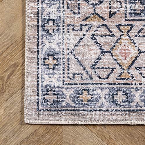 nuLOOM Mae Tribal Motif Machine Washable Area Rug, 5' x 8', Peach