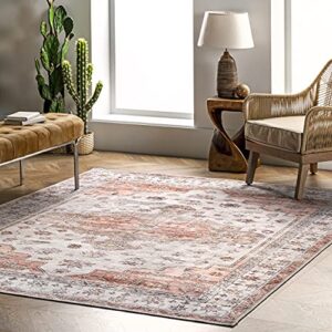 nuloom banks vintage machine washable area rug, 8′ x 10′, beige