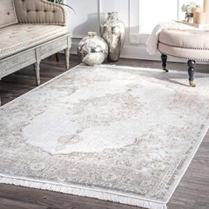 nuloom cantrell vintage medallion area rug, 6′ x 9′, ivory