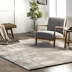 nuloom loni solid machine washable shag area rug, 4′ x 6′, beige