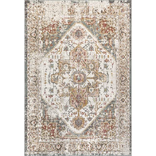 nuLOOM Justine Vintage Medallion Area Rug, 6' 7" x 9', Beige