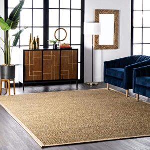 nuloom elijah natural seagrass farmhouse area rug, 6′ x 9′, beige