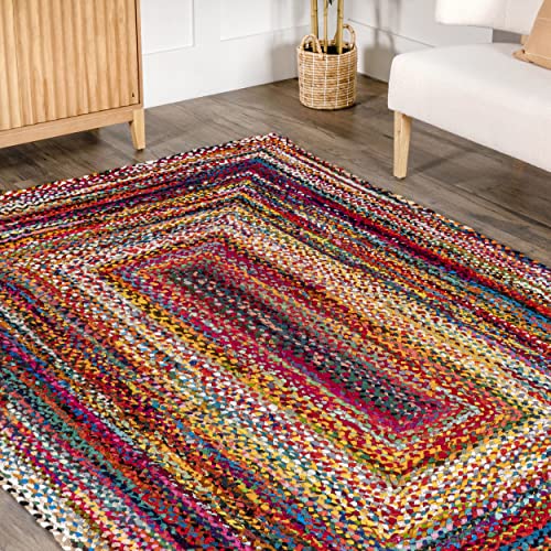 nuLOOM Tammara Bohemian Hand Braided Area Rug, 6' Round, Multi