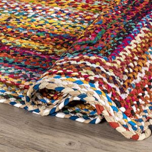 nuLOOM Tammara Bohemian Hand Braided Area Rug, 6' Round, Multi