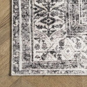 nuLOOM Gladys Machine Washable Vintage Medallion Accent Rug, 2' x 3', Light Grey