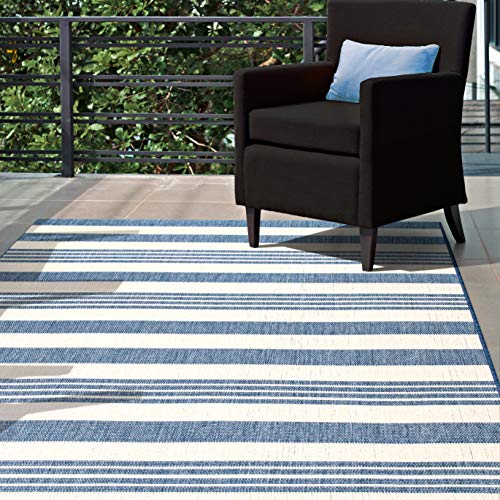 nuLOOM Robin Multi Stripe Indoor/Outdoor Area Rug, 5' 3" x 7' 6", Blue