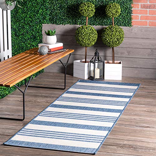 nuLOOM Robin Multi Stripe Indoor/Outdoor Area Rug, 5' 3" x 7' 6", Blue