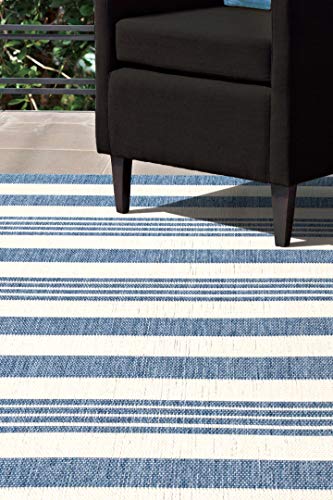 nuLOOM Robin Multi Stripe Indoor/Outdoor Area Rug, 5' 3" x 7' 6", Blue