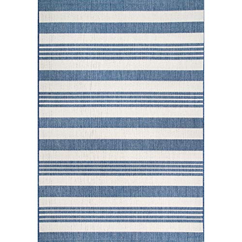 nuLOOM Robin Multi Stripe Indoor/Outdoor Area Rug, 5' 3" x 7' 6", Blue