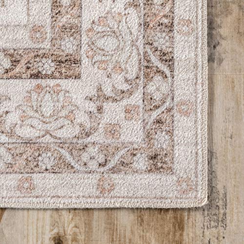 nuLOOM Tracie Machine Washable Floral Medallion Area Rug, 8' x 10', Peach