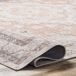 nuLOOM Tracie Machine Washable Floral Medallion Area Rug, 8' x 10', Peach