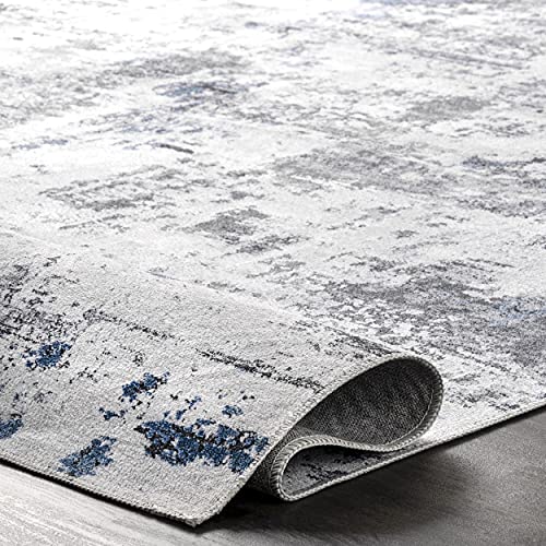 nuLOOM Dali Abstract Machine Washable Runner Rug, 2' 6" x 6', Grey