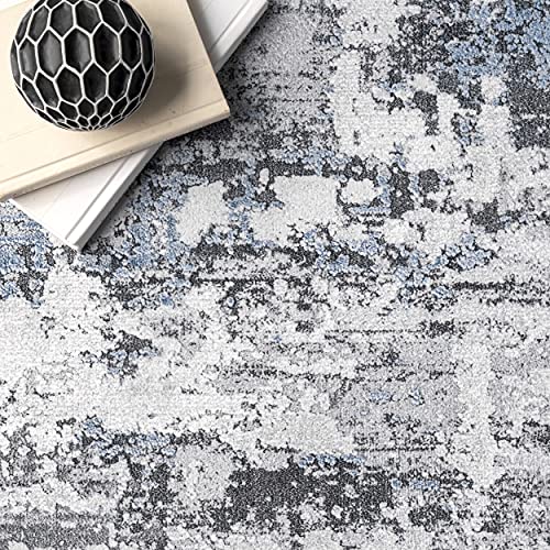 nuLOOM Dali Abstract Machine Washable Runner Rug, 2' 6" x 6', Grey