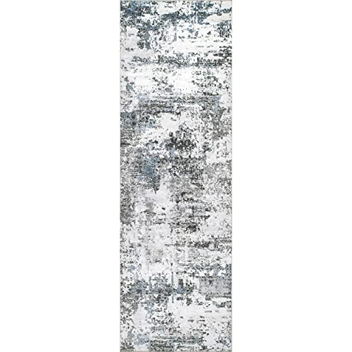 nuLOOM Dali Abstract Machine Washable Runner Rug, 2' 6" x 6', Grey