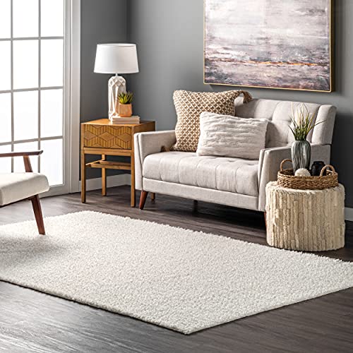 nuLOOM Marlow Machine Washable Soft Shaggy Faux Sheepskin Area Rug, 6' x 9', White