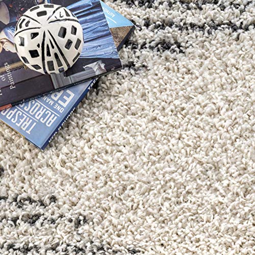 nuLOOM Scarlette Abstract Diamonds Shag Area Rug, 10' 2" x 14', Off-white