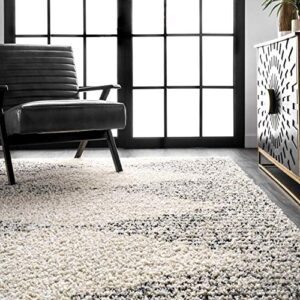 nuLOOM Scarlette Abstract Diamonds Shag Area Rug, 10' 2" x 14', Off-white