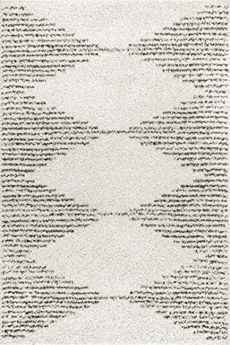 nuLOOM Scarlette Abstract Diamonds Shag Area Rug, 10' 2" x 14', Off-white