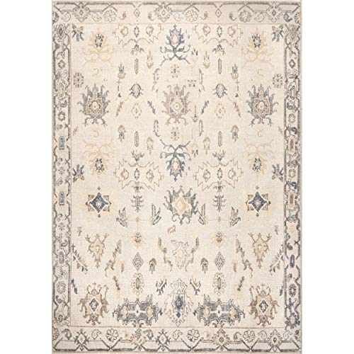 nuLOOM August Tribal Machine Washable Area Rug, 8' x 10', Light Grey