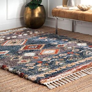 nuloom rosemarie southwestern moroccan shag area rug, 9′ x 12′, blue