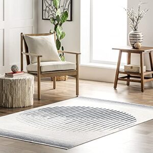 nuloom francesca machine washable contemporary moon area rug, 5′ x 8′, grey