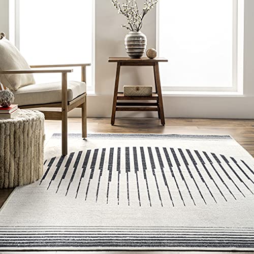 nuLOOM Francesca Machine Washable Contemporary Moon Area Rug, 5' x 8', Grey