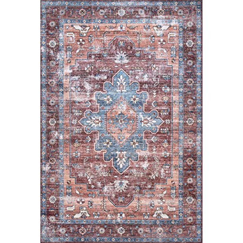 nuLOOM Zena Medallion Machine Washable Area Rug, 5' x 8', Rust