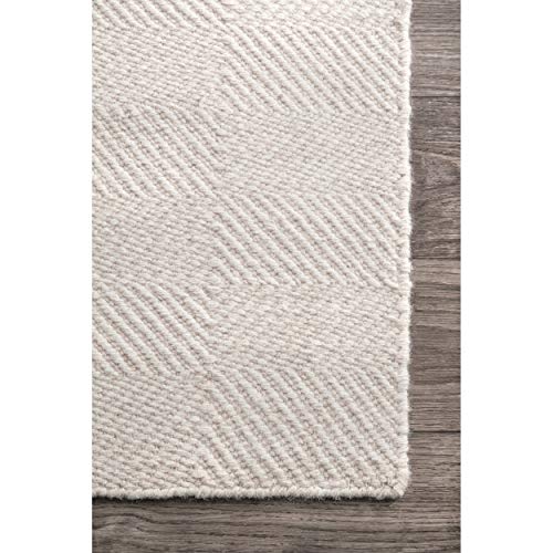 nuLOOM Hand Woven Ago Wool Area Rug, 5' x 8', Cream