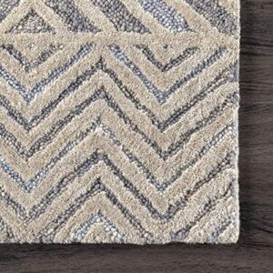 nuLOOM Taytum Handmade Wool Diamond Trellis Area Rug, 6' x 9', Grey