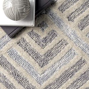 nuLOOM Taytum Handmade Wool Diamond Trellis Area Rug, 6' x 9', Grey