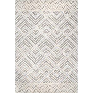 nuLOOM Taytum Handmade Wool Diamond Trellis Area Rug, 6' x 9', Grey