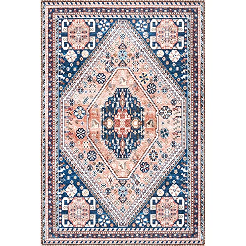 nuLOOM Nevaeh Machine Washable Bohemian Medallion Area Rug, 9' x 12', Blue