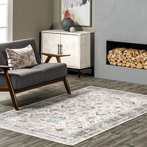 nuLOOM Bex Faded Stain-Resistant Machine Washable Area Rug, 9' x 12', Ivory Multi