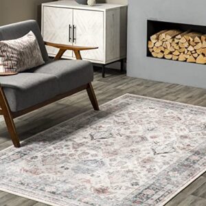 nuLOOM Bex Faded Stain-Resistant Machine Washable Area Rug, 9' x 12', Ivory Multi