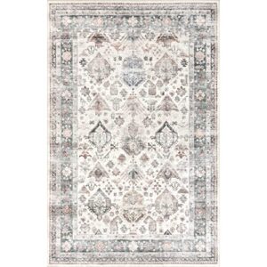 nuLOOM Bex Faded Stain-Resistant Machine Washable Area Rug, 9' x 12', Ivory Multi