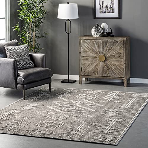 nuLOOM Theresa Textured Southwestern Area Rug, 8' 10" x 12', Grey