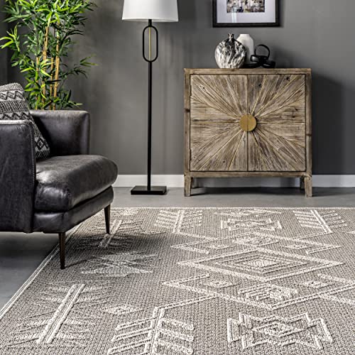 nuLOOM Theresa Textured Southwestern Area Rug, 8' 10" x 12', Grey