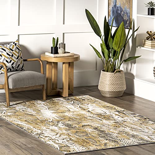 nuLOOM Aideen Modern Snake Patterned Area Rug, 8' x 10', Beige