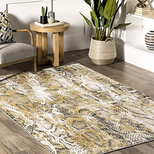 nuLOOM Aideen Modern Snake Patterned Area Rug, 8' x 10', Beige