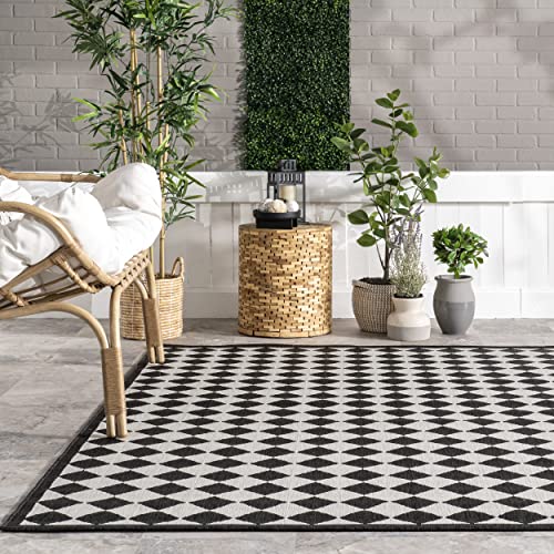 nuLOOM Valery Checkered Indoor/Outdoor Area Rug, 5' x 8', Black and White