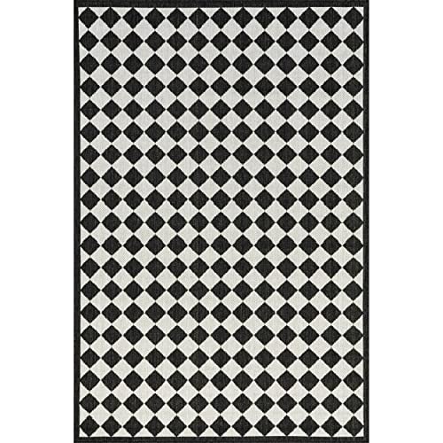 nuLOOM Valery Checkered Indoor/Outdoor Area Rug, 5' x 8', Black and White