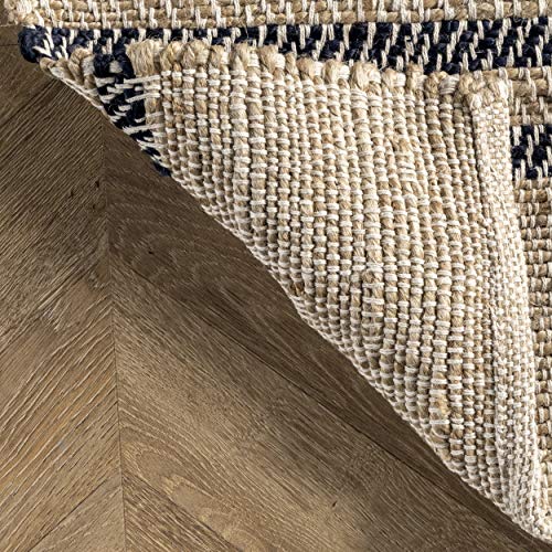 nuLOOM Jackie Hand Loomed Striped Jute and Cotton Area Rug, 10' x 14', Natural